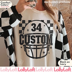 Custom Checkered Football Shirt COMFORT COLORS® Retro Game Day Football ...