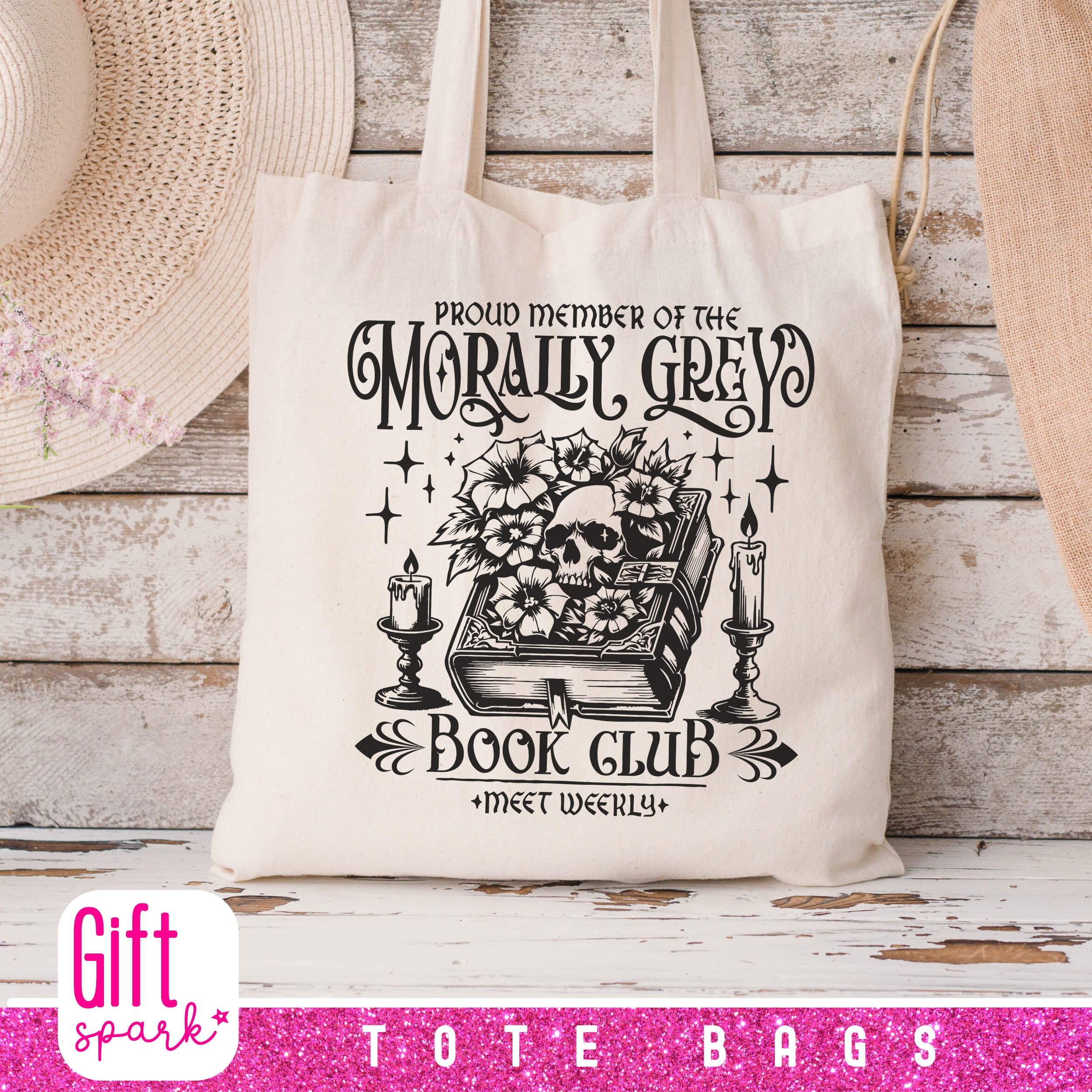 Booklovers Morally Grey Tote Funny Gift for Book Lover Library Book Bag ...