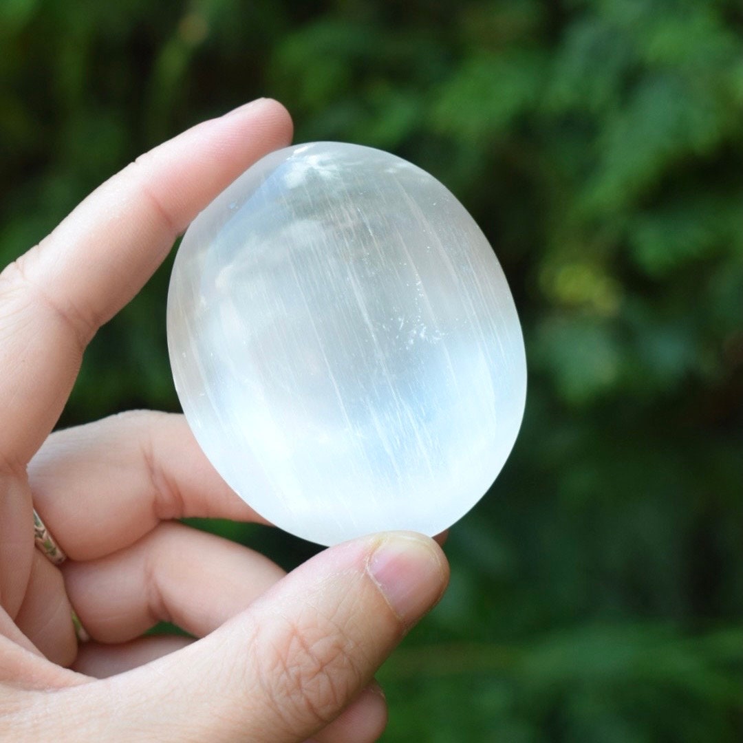 Selenite Crystal Palmstone, Crystal Healing - Etsy UK