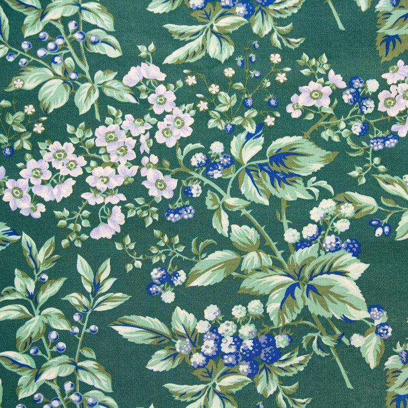 Vintage Laura Ashley - BRAMBLE - Viridian / Sapphire, Country ...