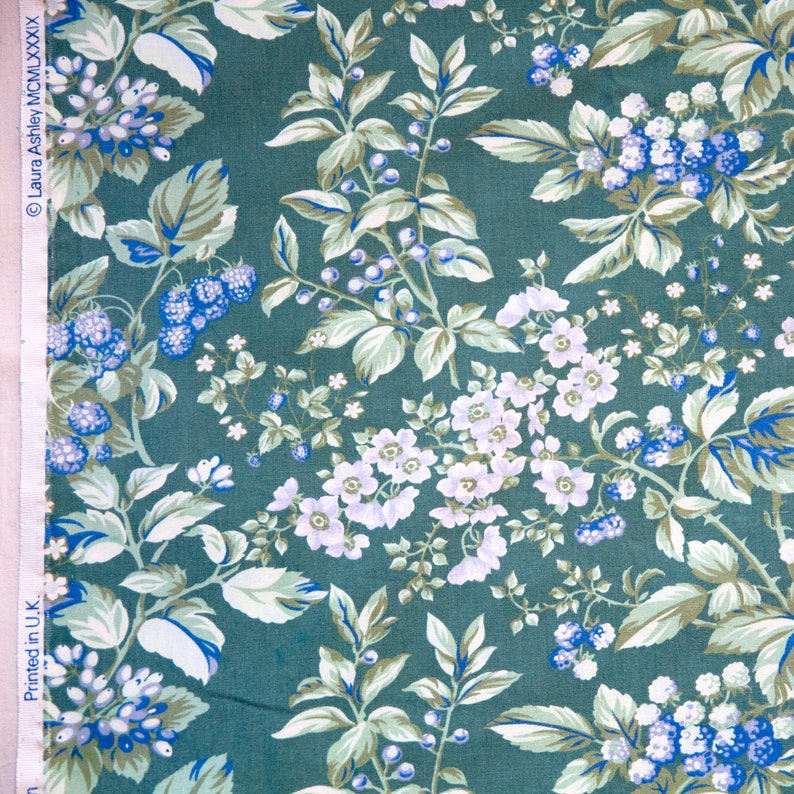 Vintage Laura Ashley BRAMBLE Viridian DRF Cotton, 1989, 1.14M Length - Etsy
