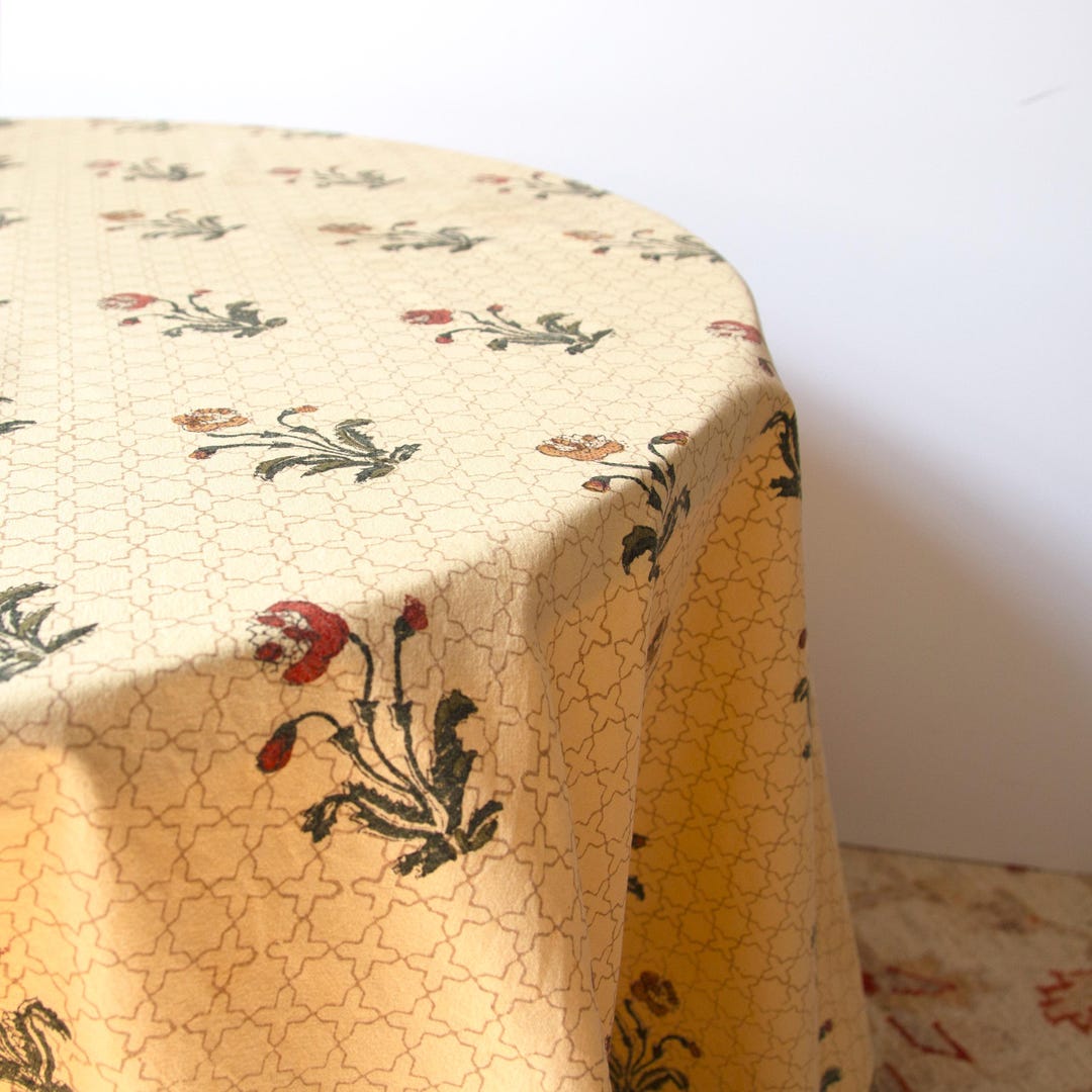 Vintage Fabindia - FLORAL - Block Print Round Tablecloth, Floral ...