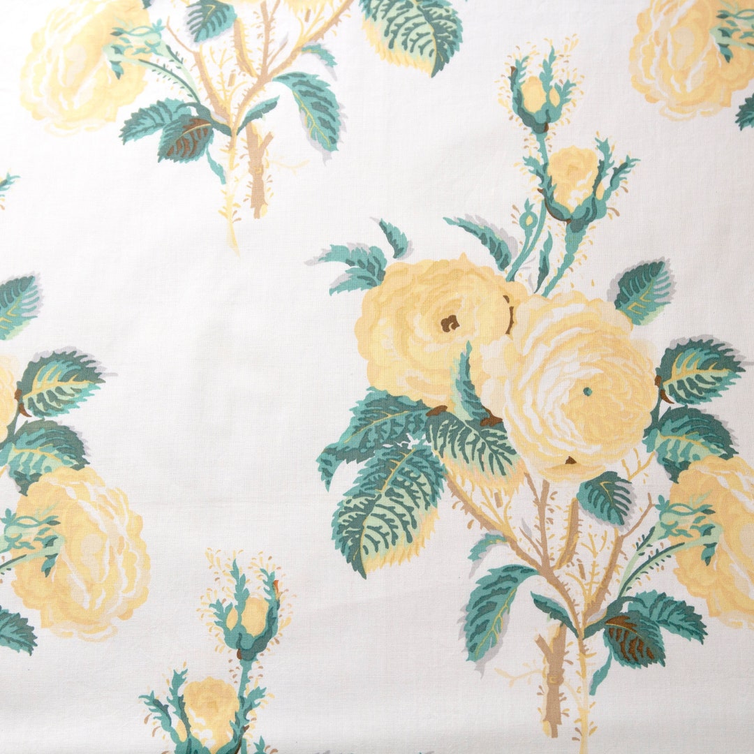 Vintage Laura Ashley - ALBA ROSE - Printed Chintz, Yellow Roses Floral ...
