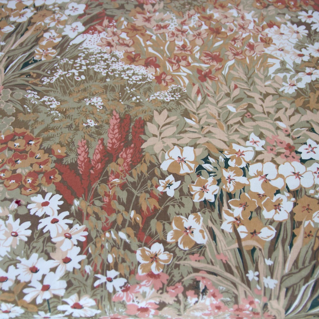 Vintage Wardle - FLOWER GARDEN - Printed Cotton Chintz, 137cm X 200cm ...