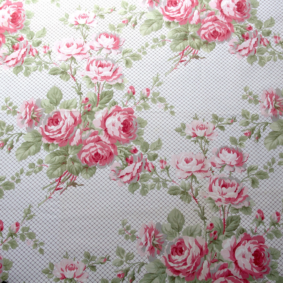 Vintage Laura Ashley - COUNTRY ROSES - Printed Cotton Sateen Weave ...