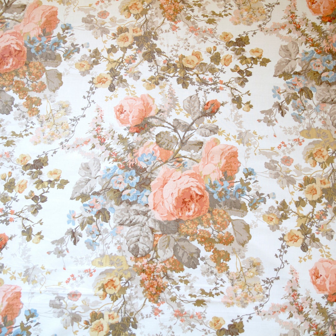Vintage Sanderson - AMELIA - Cotton Floral Print, Chintz Fabric ...