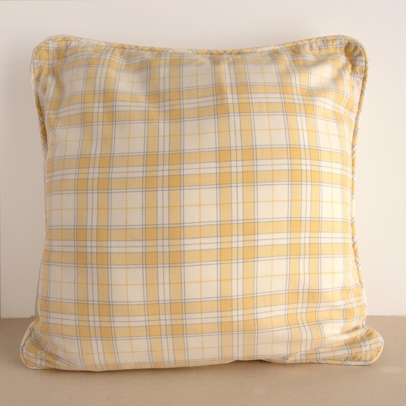 Vintage Laura Ashley Check Cushion Cover 'CANASTA CHECK' Yellow & Blue ...