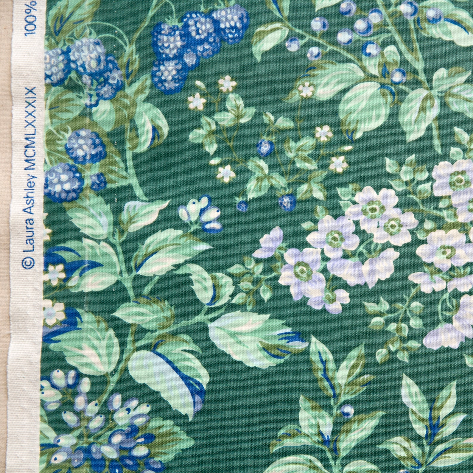Vintage Laura Ashley - BRAMBLE - Viridian / Sapphire, Country ...
