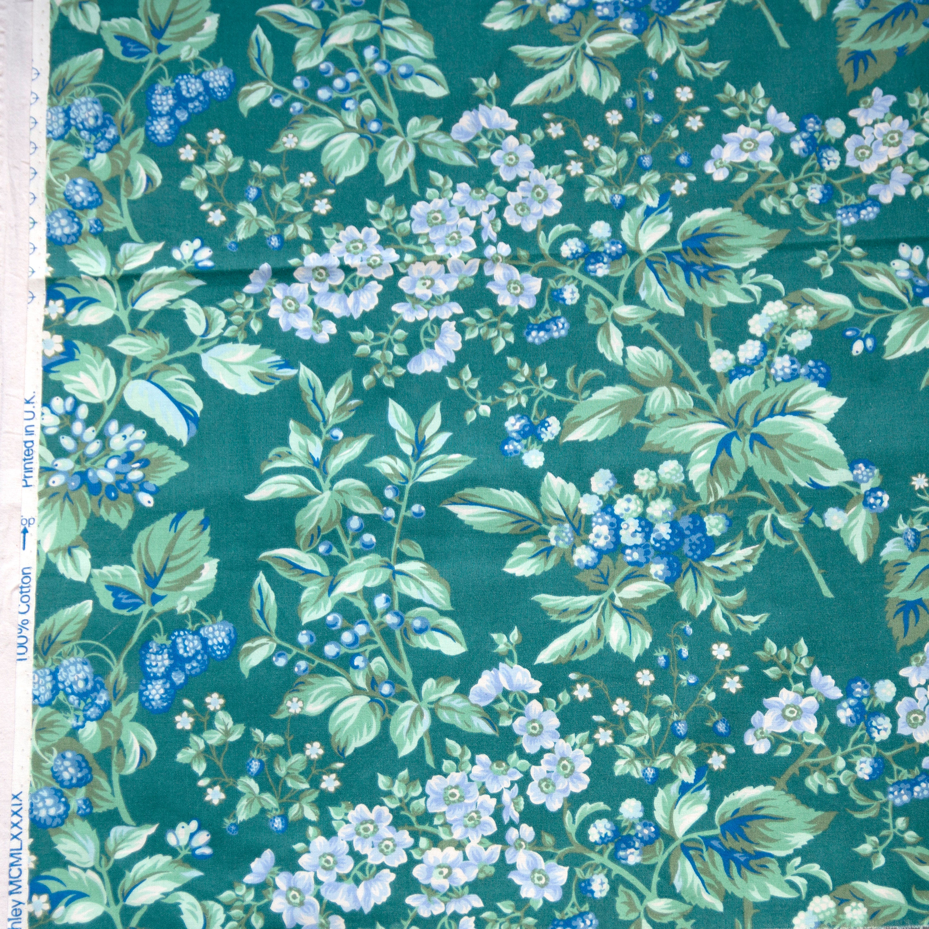 Vintage Laura Ashley - BRAMBLE - Sapphire Multi Viridian, Drawing Room ...