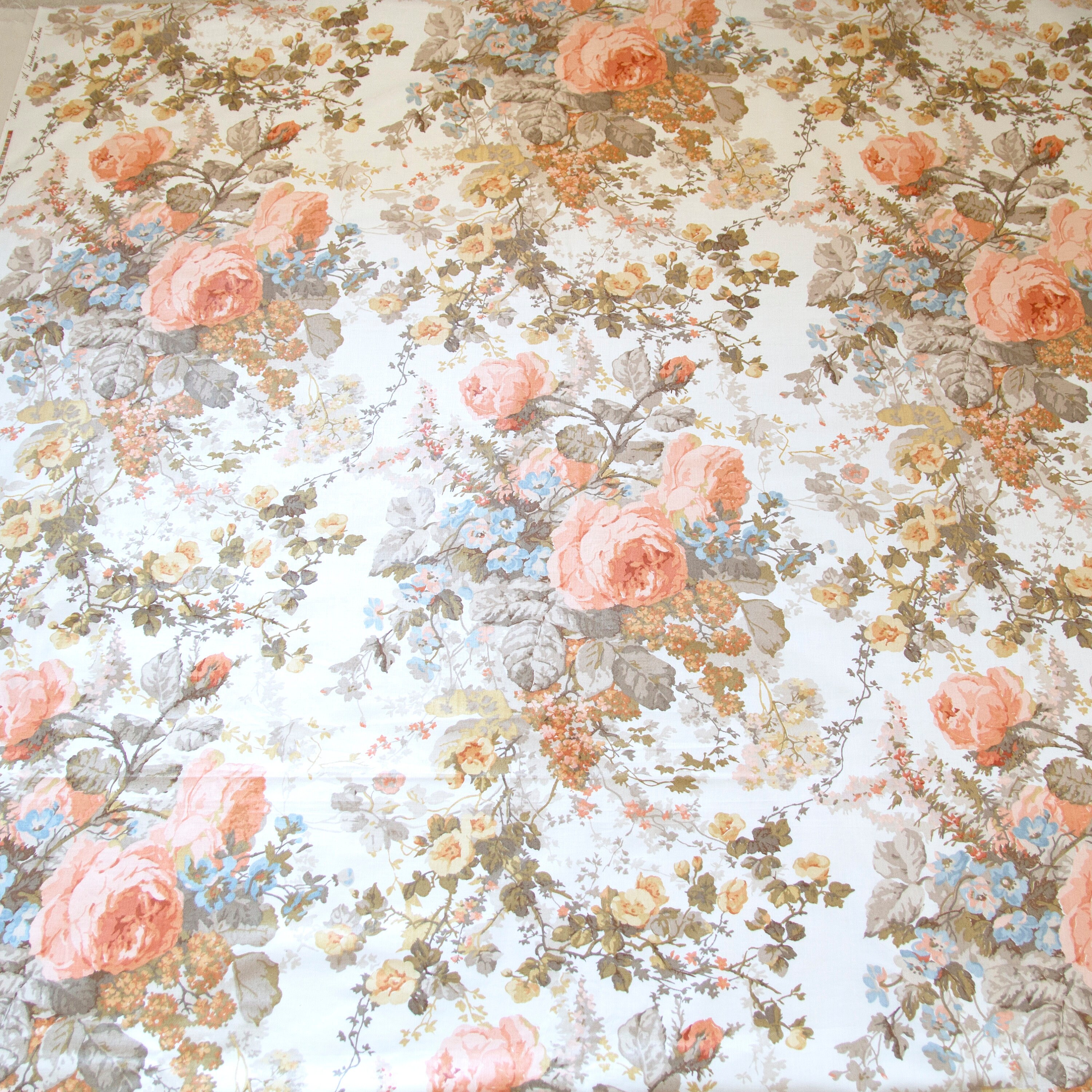 Vintage Sanderson AMELIA Cotton Floral Print, Chintz Fabric, Stunning ...
