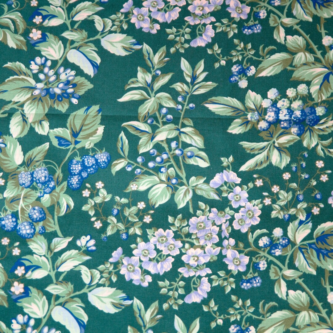 Vintage Laura Ashley - BRAMBLE - Sapphire Multi Viridian, Drawing Room ...