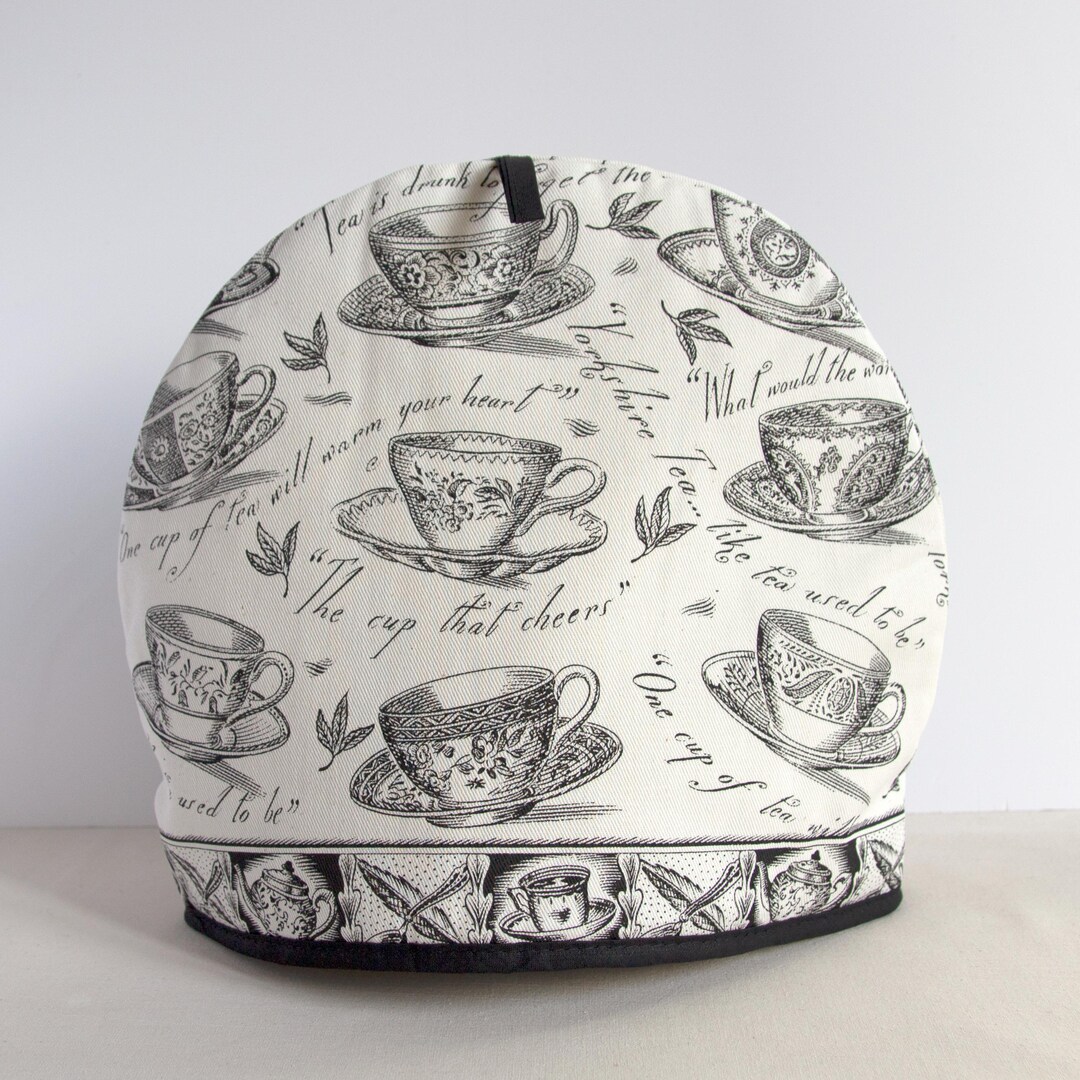 Taylors of Harrogate - YORKSHIRE TEA - Tea Cosy, Printed Teacups, Black ...