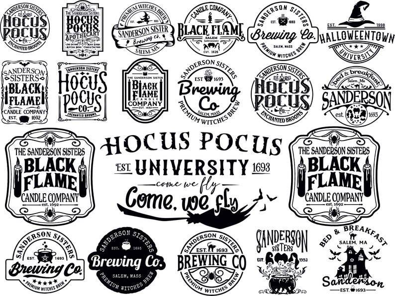 Hocus Pocus SVG PNG Bundle, Black Flame Candle Company, Sanderson ...