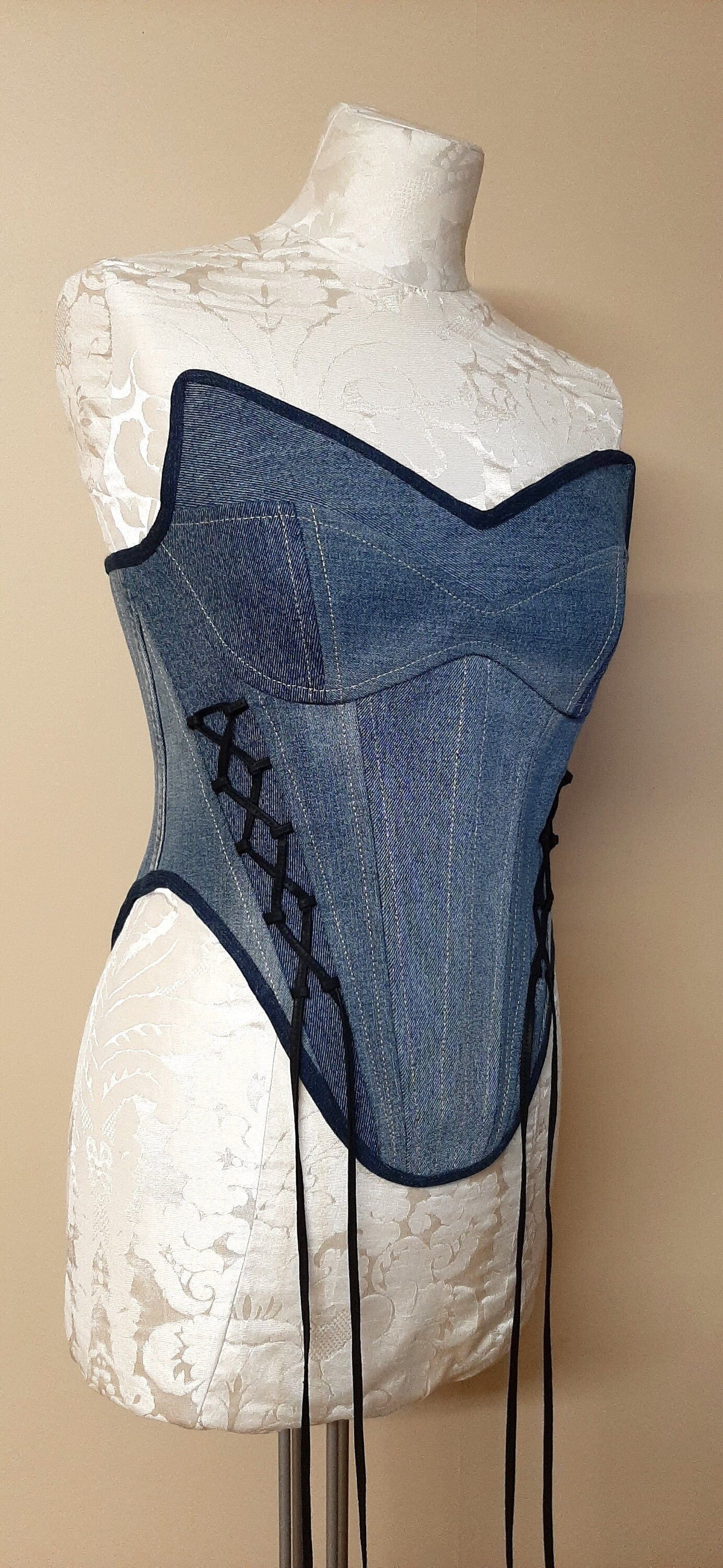 Bespoke Corset Upcycled Denim Corset Letruyph01 Custom-made Corset ...