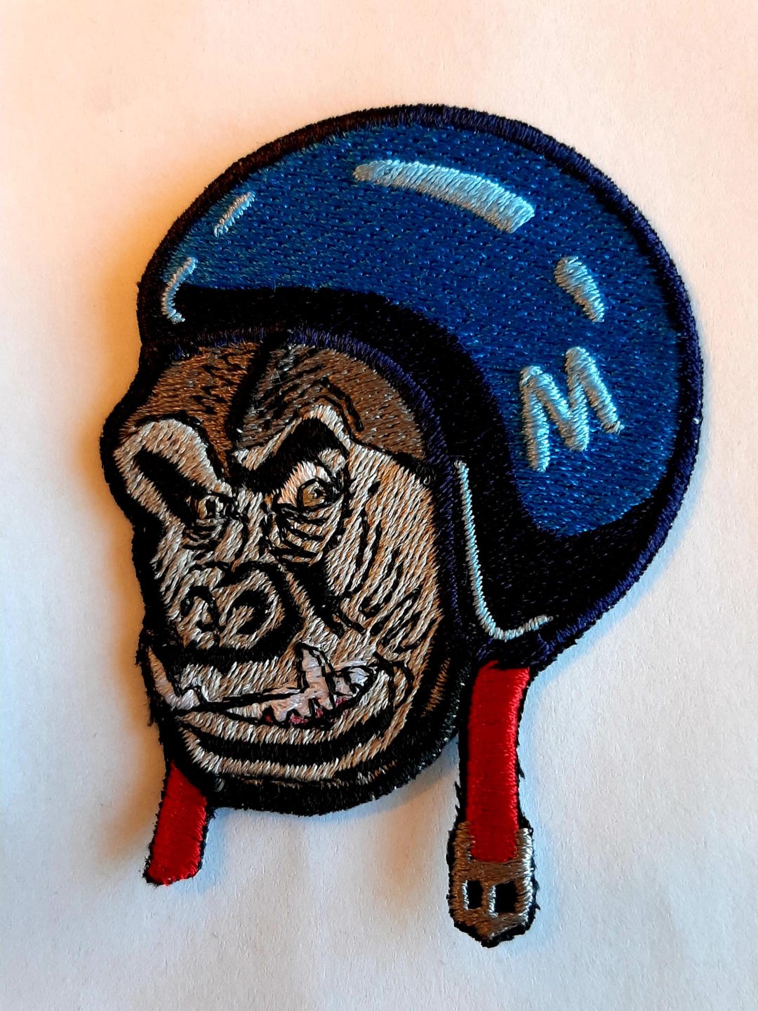 Embroidered Patch Monkey With Helmet Fully Embroidred Patch. Sew on ...
