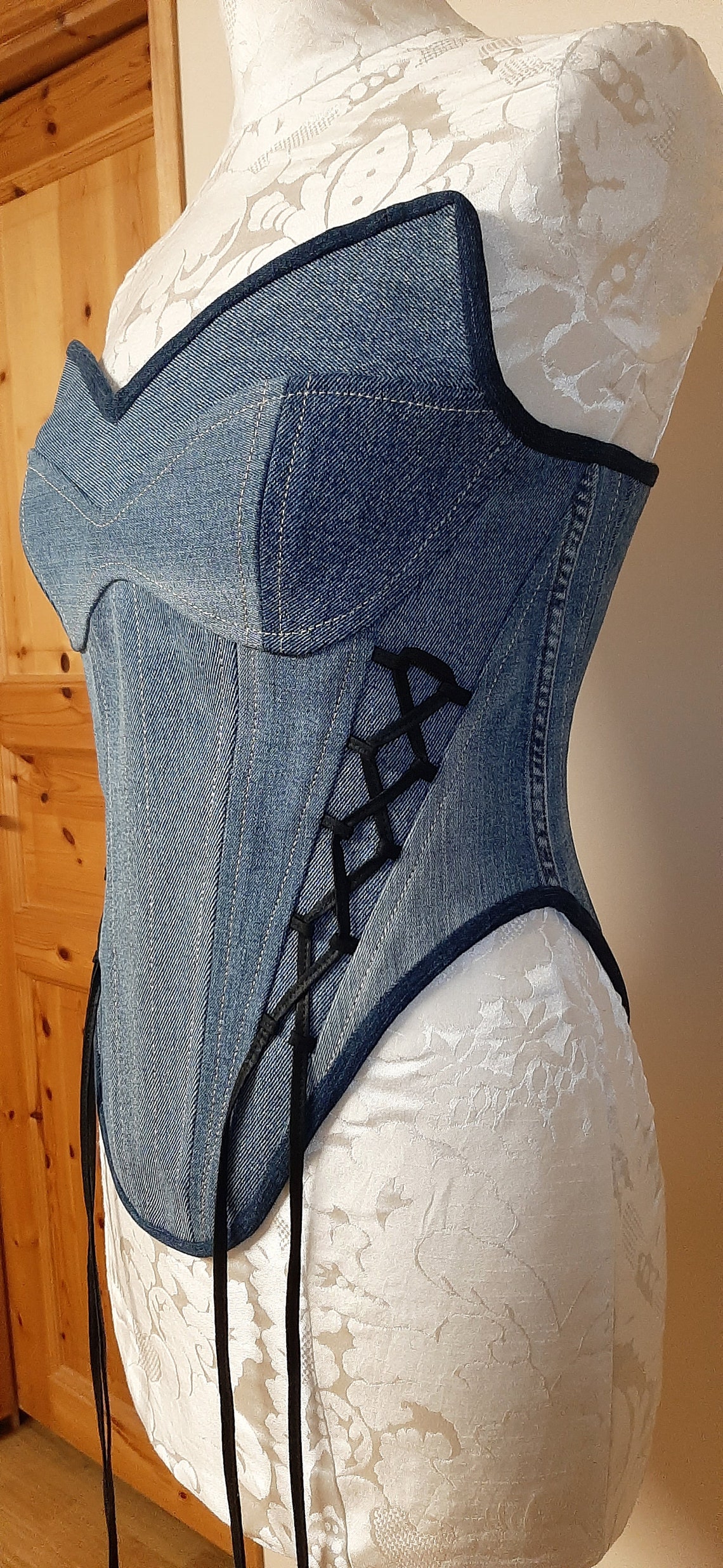 Bespoke Corset Upcycled Denim Corset Letruyph01 Custom-made Corset ...