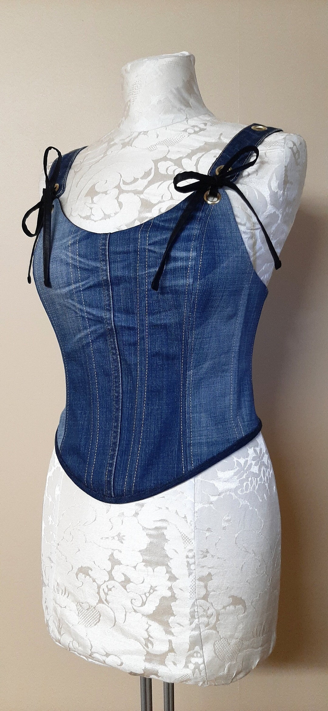 Bespoke Corset Upcycled Denim Corset Letruyph05 Custom-made Corset ...