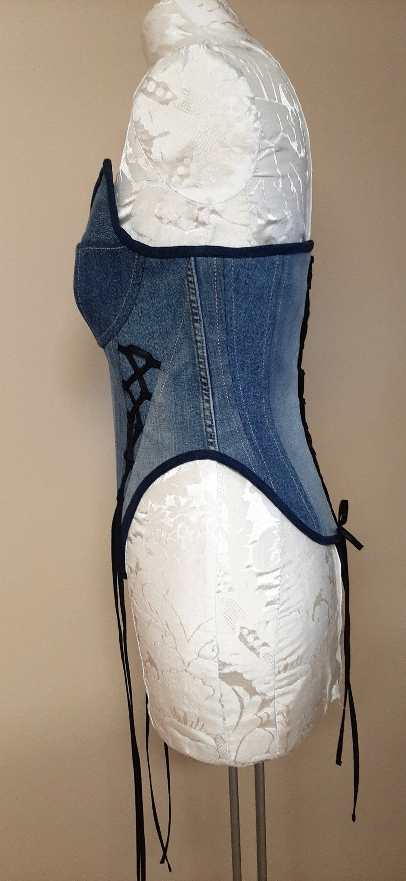 Bespoke Corset Upcycled Denim Corset Letruyph01 Custom-made Corset ...