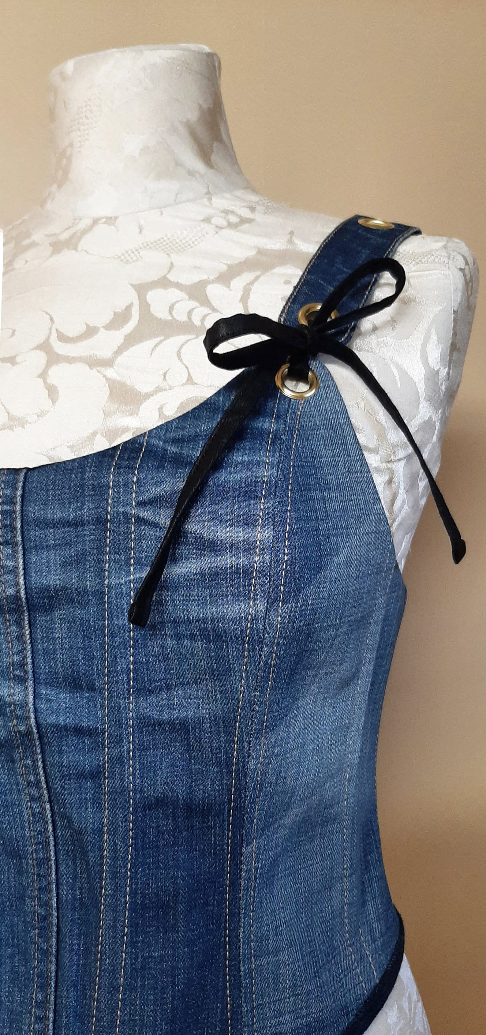 Bespoke Corset Upcycled Denim Corset Letruyph05 Custom-made Corset ...