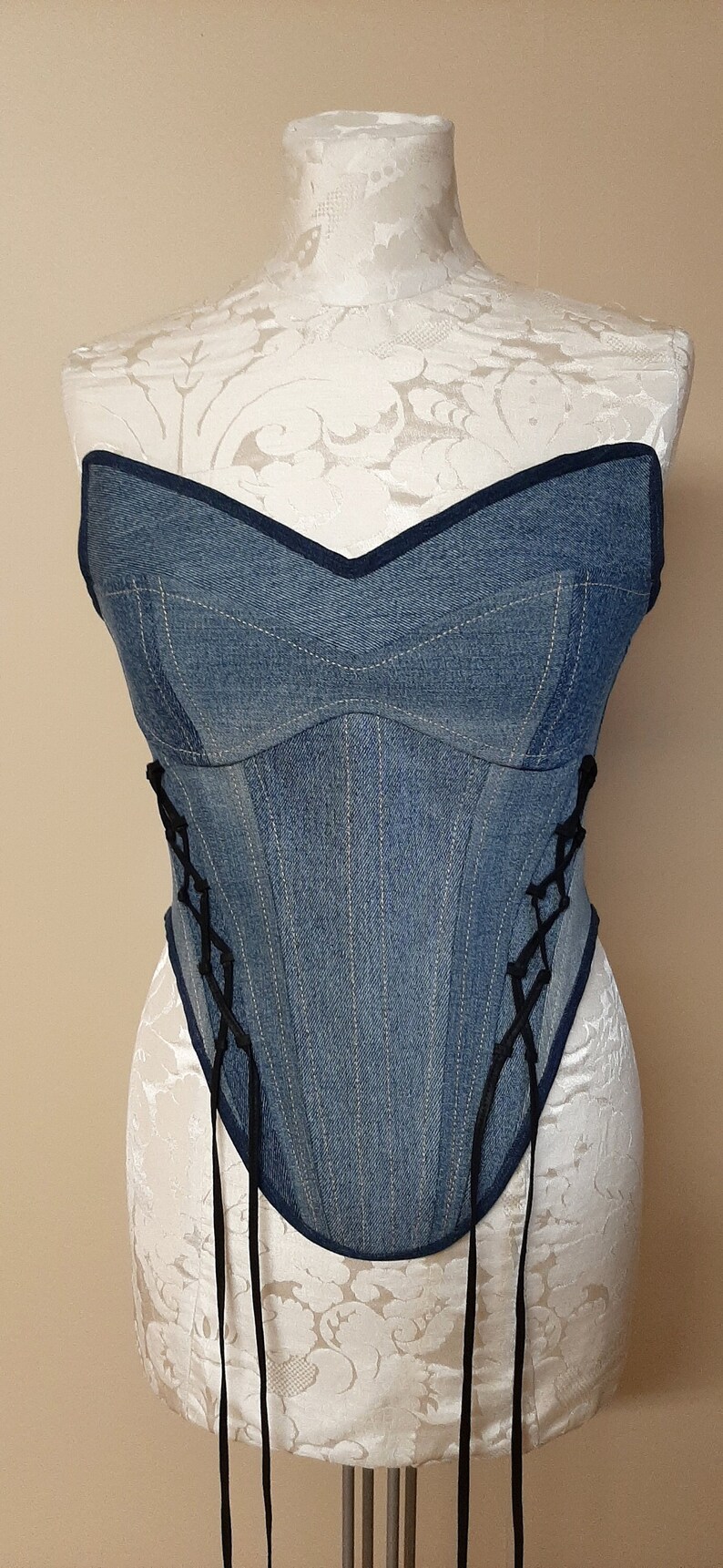 Bespoke Corset Upcycled Denim Corset Letruyph01 Custom-made Corset ...