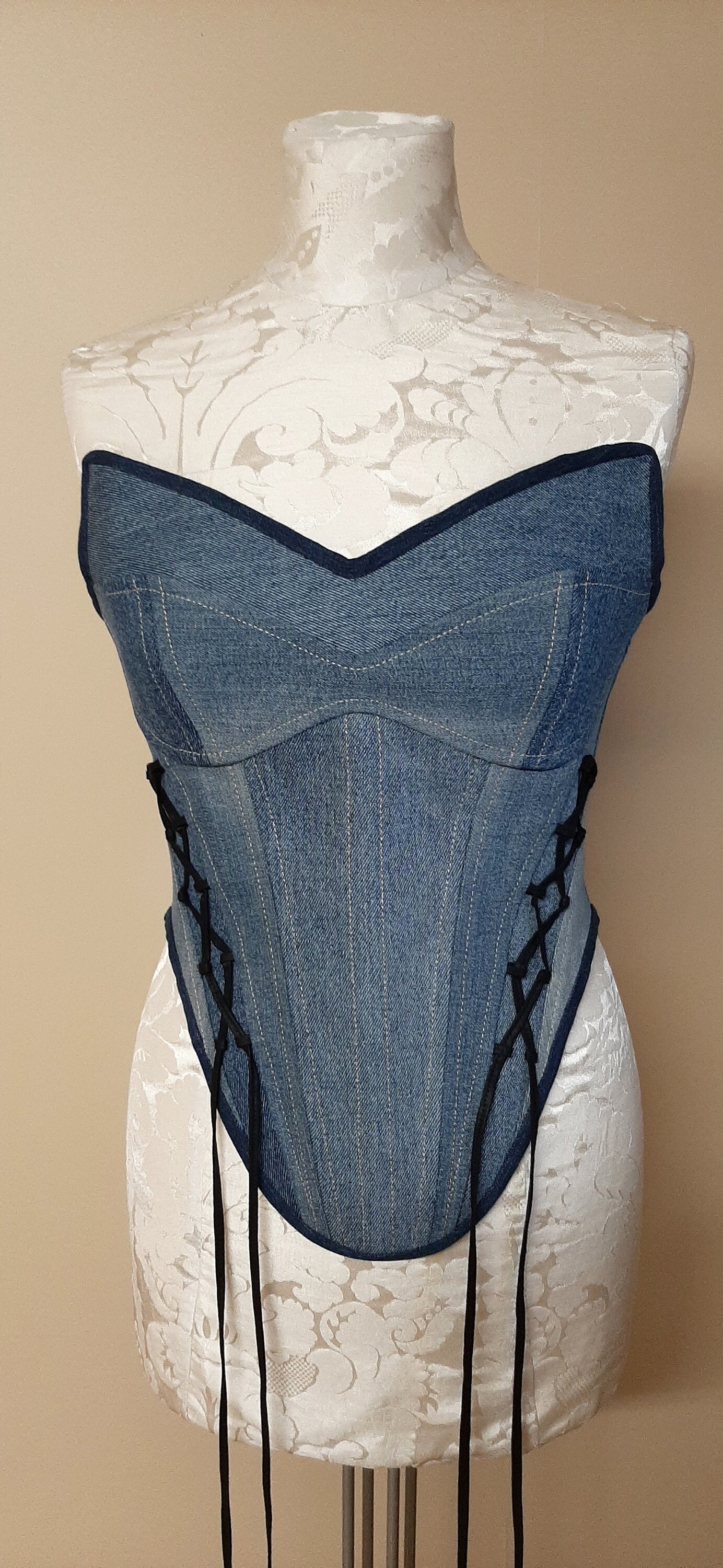 Bespoke Corset Upcycled Denim Corset Letruyph01 Custom-made Corset ...