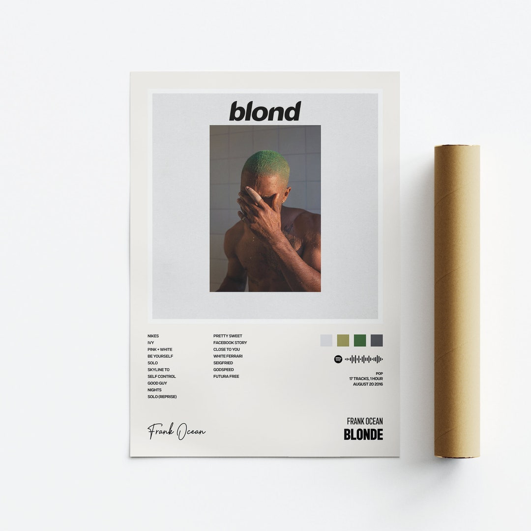 Frank Ocean, Blonde, Minimalist Print/poster, Music Album Tracklist ...