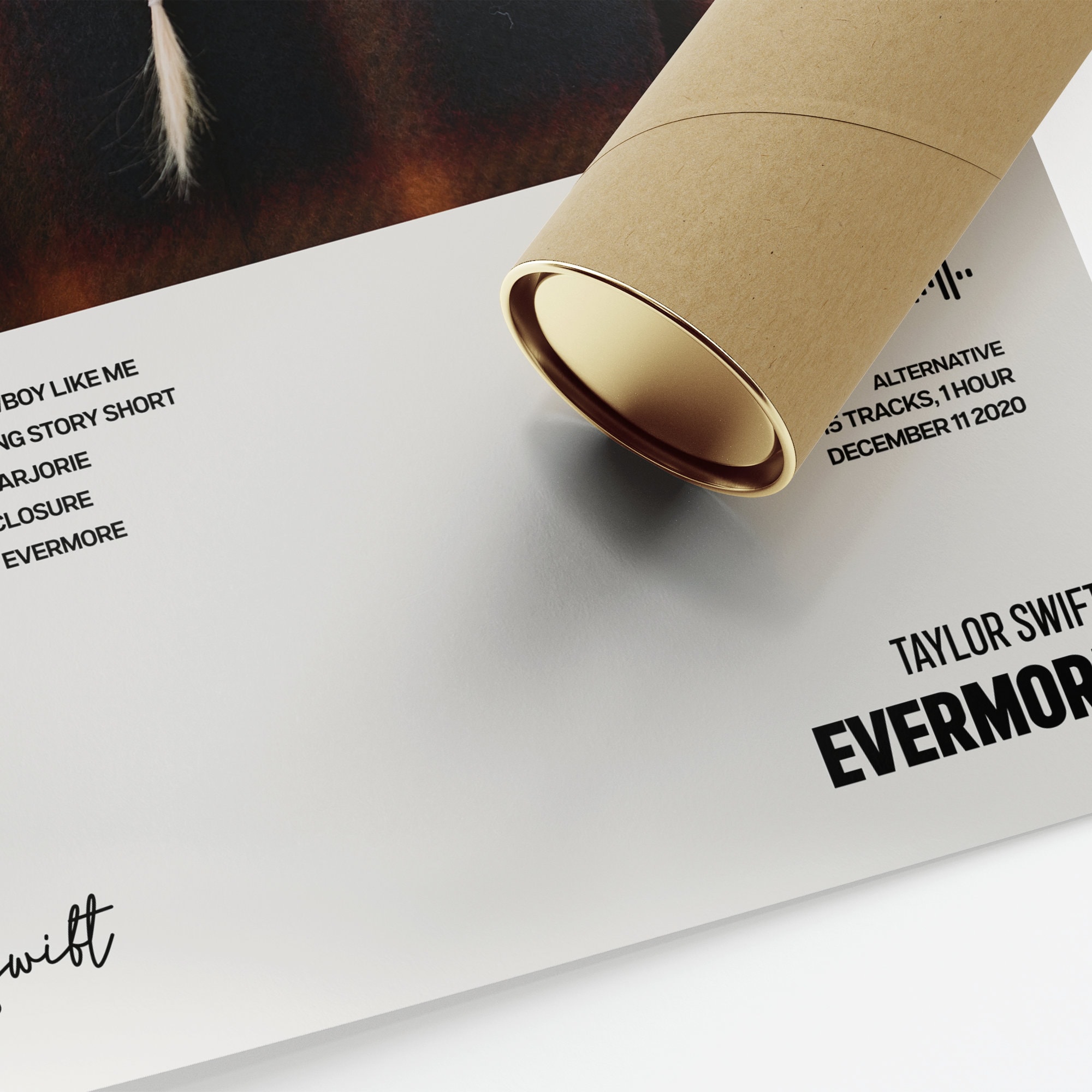 Taylor Swift, Evermore, Minimalist Print/poster, Music Album Tracklist ...