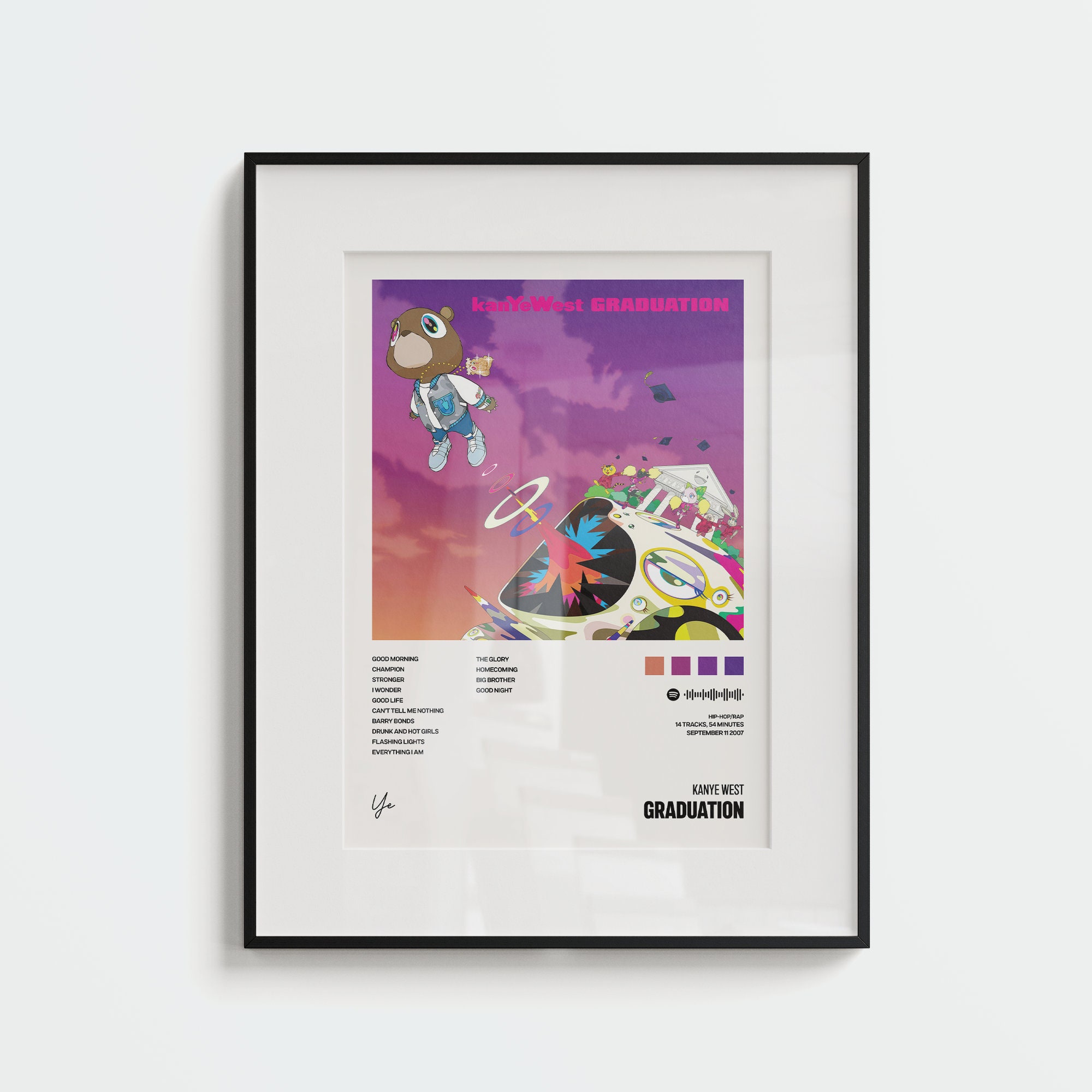 Kanye West, Graduation, Minimalist Print/poster, Music Album Tracklist ...