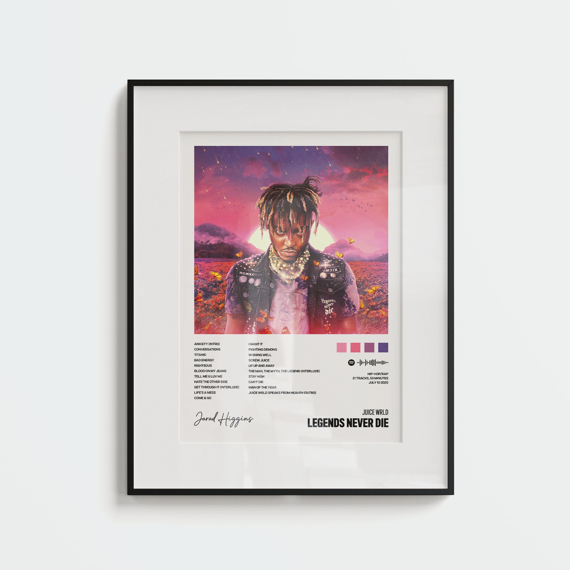 Juice WRLD, Legends Never Die, Minimalist Print/poster, Music Album ...