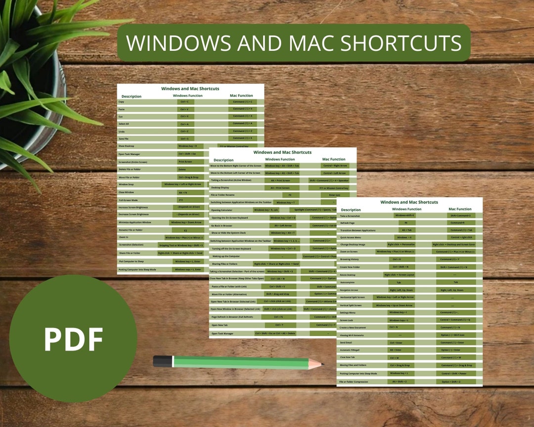 A Guide to Windows and Mac Shortcuts for Fast and Efficient Work - Etsy