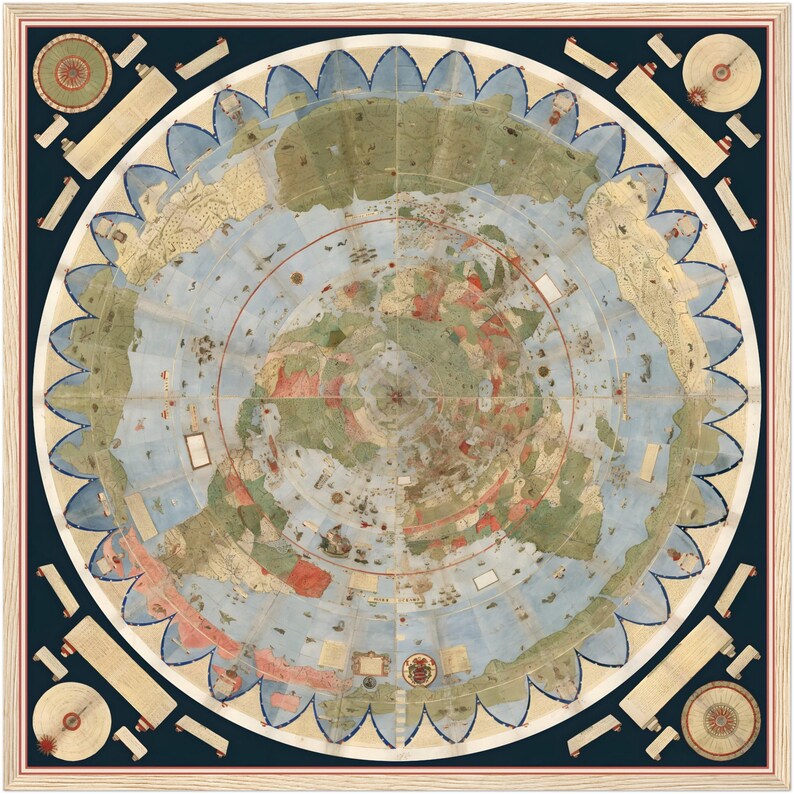 Flat Earth Map of the World 1587 Urbano Monte museum - Etsy UK