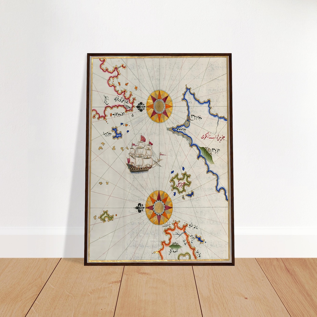 Map of Kos (1525 AD) From the Work of Piri Reis (museum Quality ...