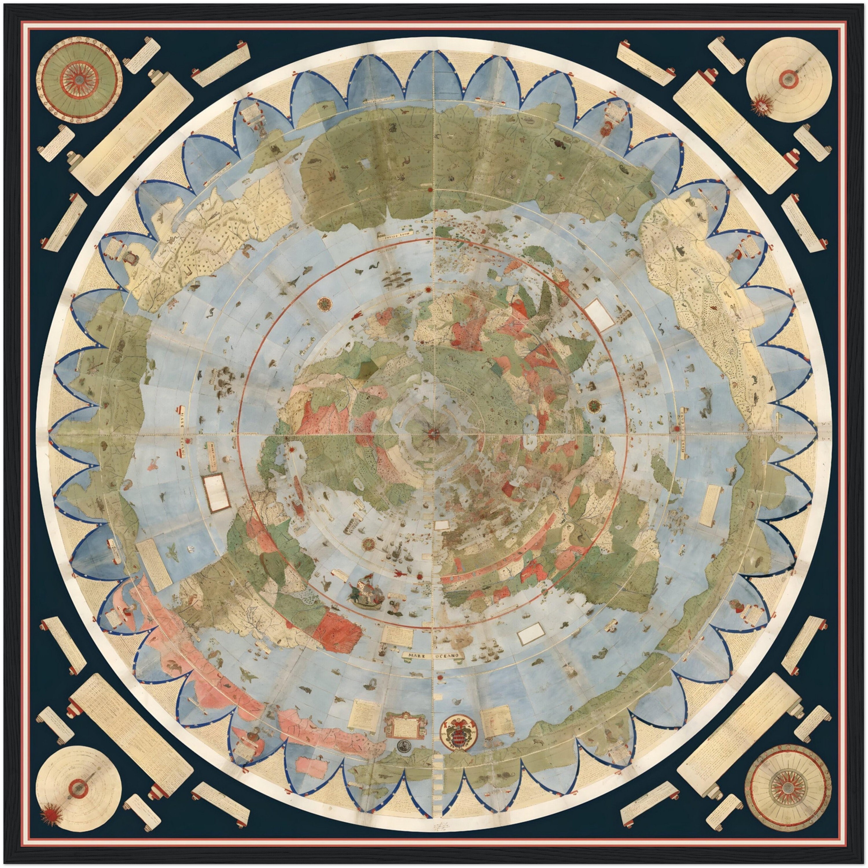 Flat Earth Map of the World 1587 Urbano Monte museum - Etsy UK