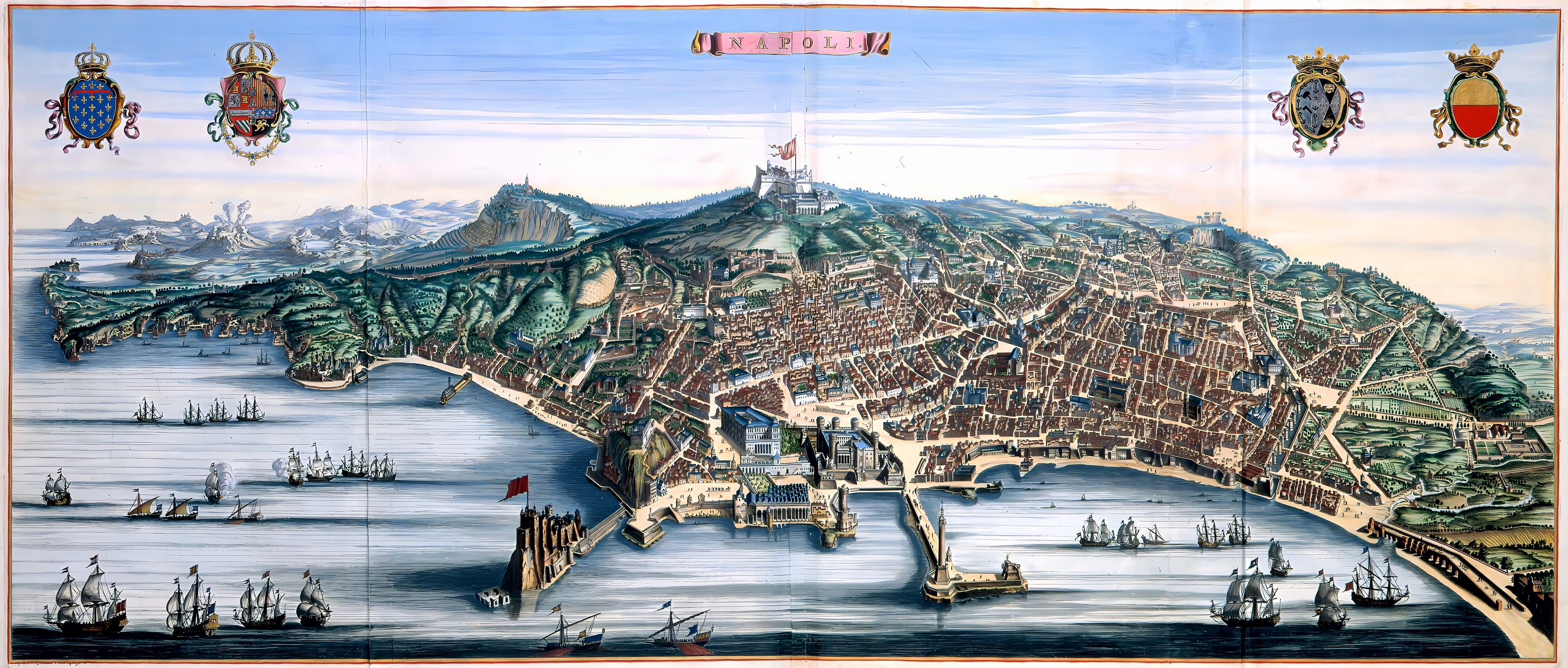 Map of Naples (1600 Ca) From the Atlas Van Der Hagen (museum Quality ...