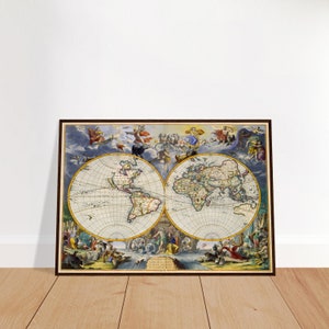 World Map (1689) From the Atlas Van Der Hagen (museum Quality Paper ...
