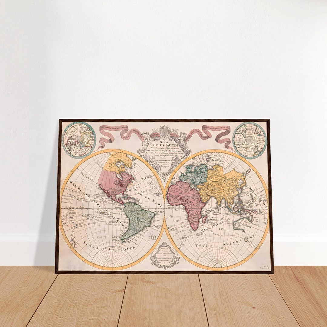 World Map (1775) - Mappa Totius Mundi - From Work of Guillame De L'isle ...
