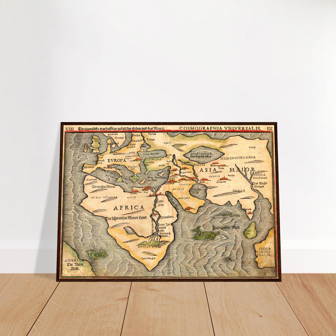 Heinrich Bünting's (1589) World Map (museum Quality Paper - Wooden ...