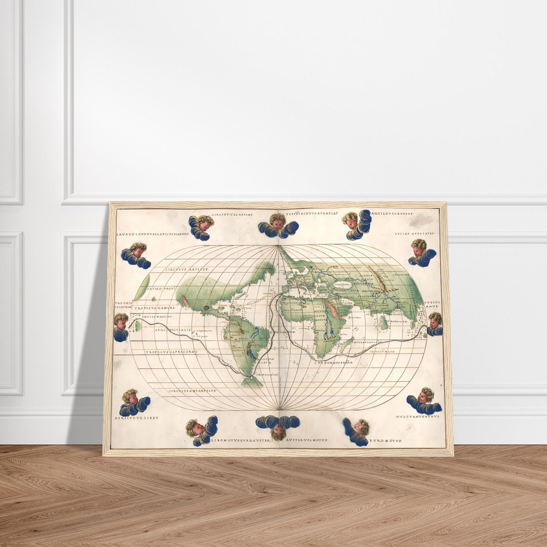 Oval World Map (museum Quality - Wooden Frame) Portolan Taken From the ...