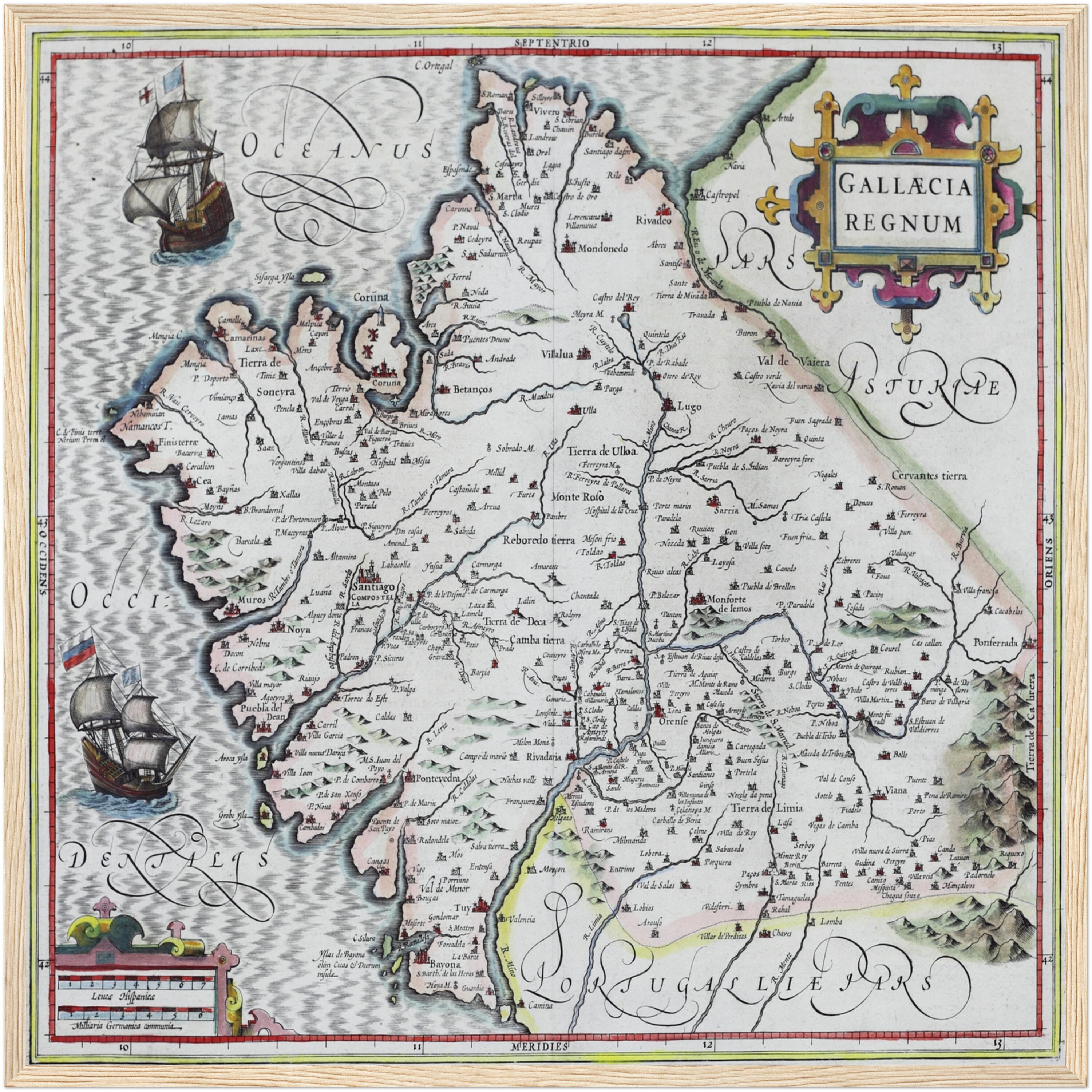 The Abraham Ortelius (1570) Map of the Kindgdom of Galicia - Northern ...