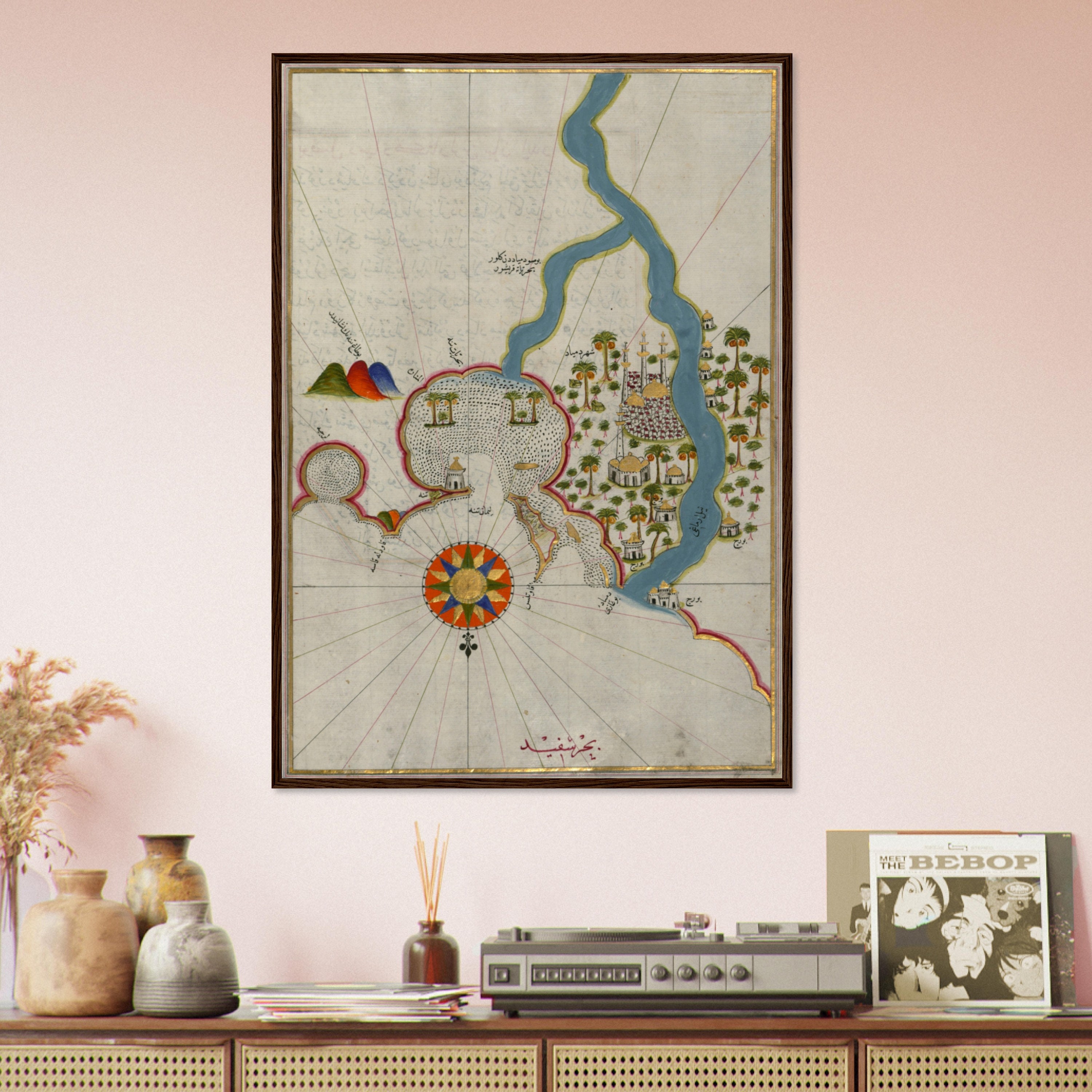 Map of Damietta on the River Nile Delta 1525 AD From the Work of Piri ...