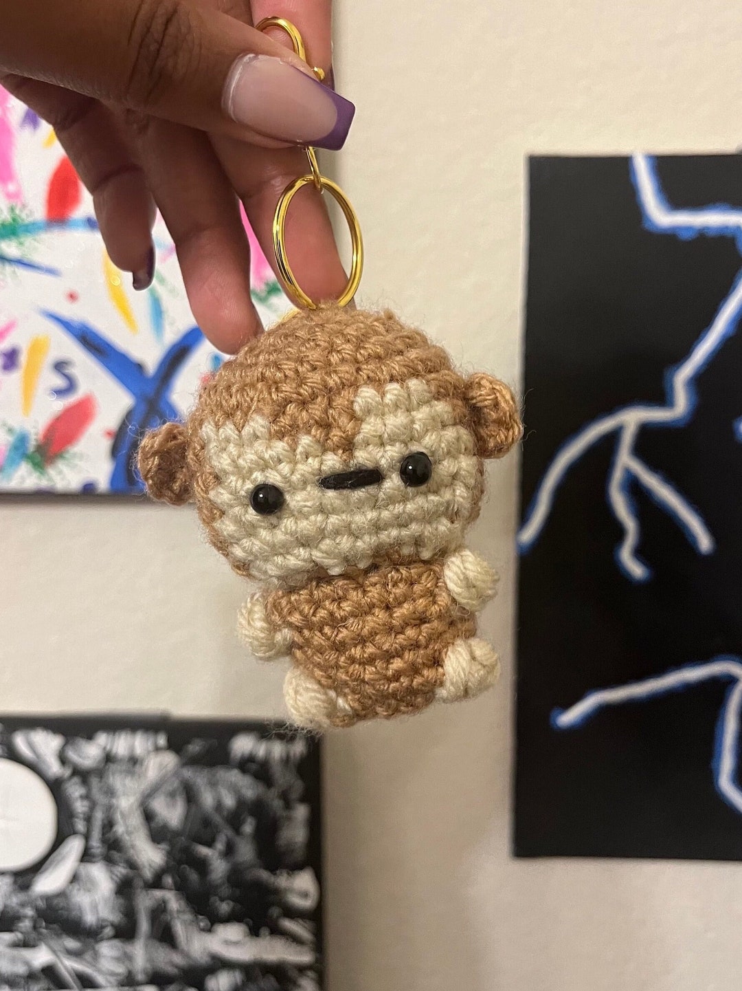 Monkey Keychain - Etsy