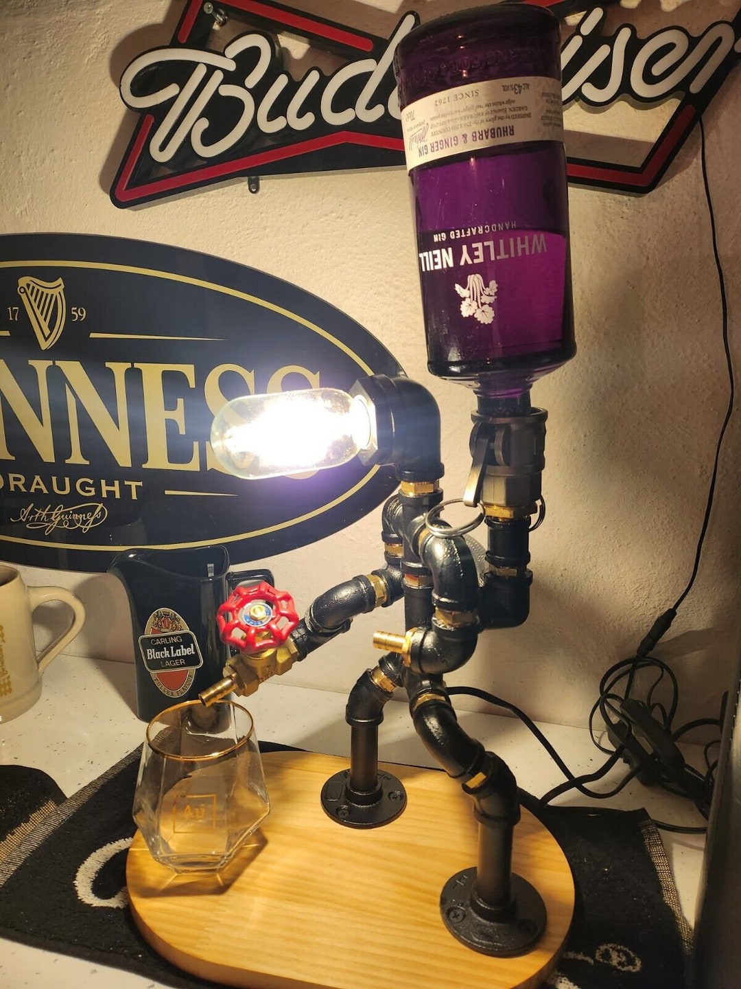 Steampunk Alcohol Dispenser, Handmade Industrial Pipe Bar Nightstand ...