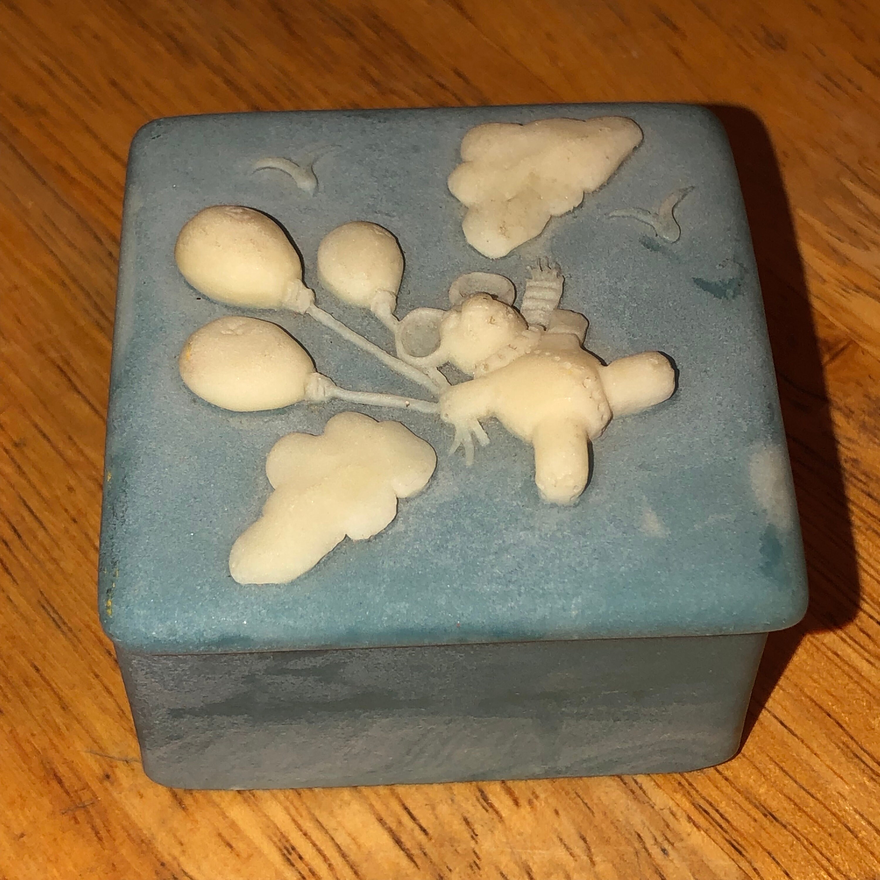 VTG Teddy Bear Blue Incolay Stone Soapstone Jewelry Trinket Box Design ...