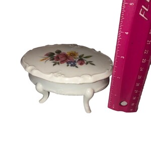 Vintage Porcelain Footed Floral Trinket Vanity Dish Box Ceramic Japan ...