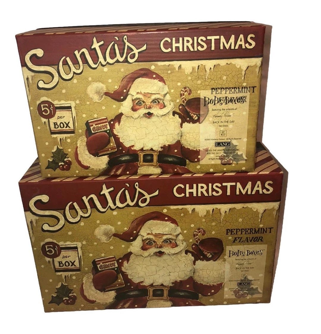 Set of Two Nesting Lang Boxes Santa Claus Christmas Heavy Duty ...