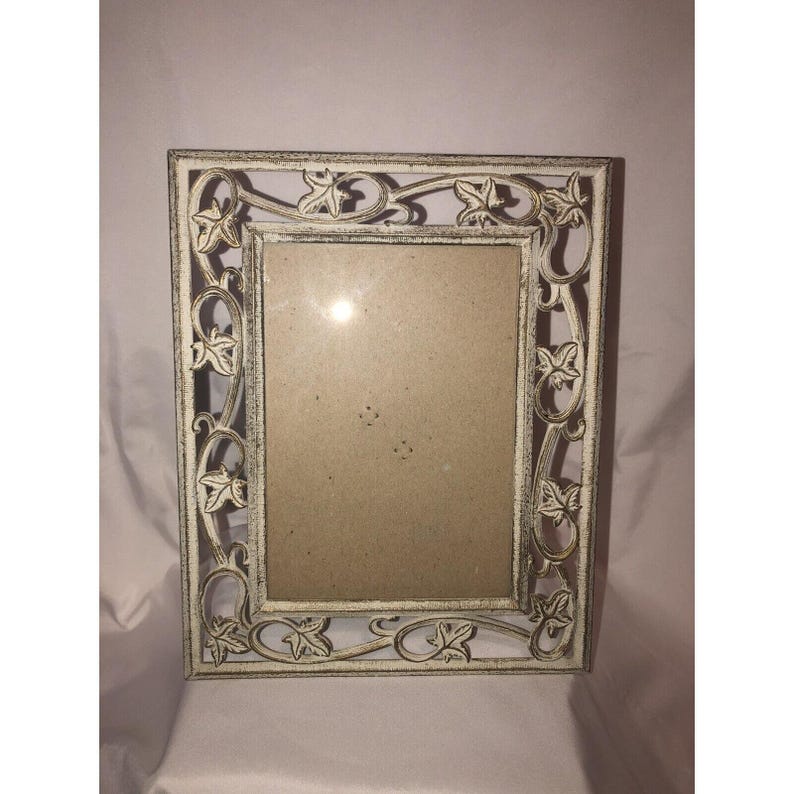White Distressed Cast-iron Picture Frame 10 X 8 Ivy Motif - Etsy