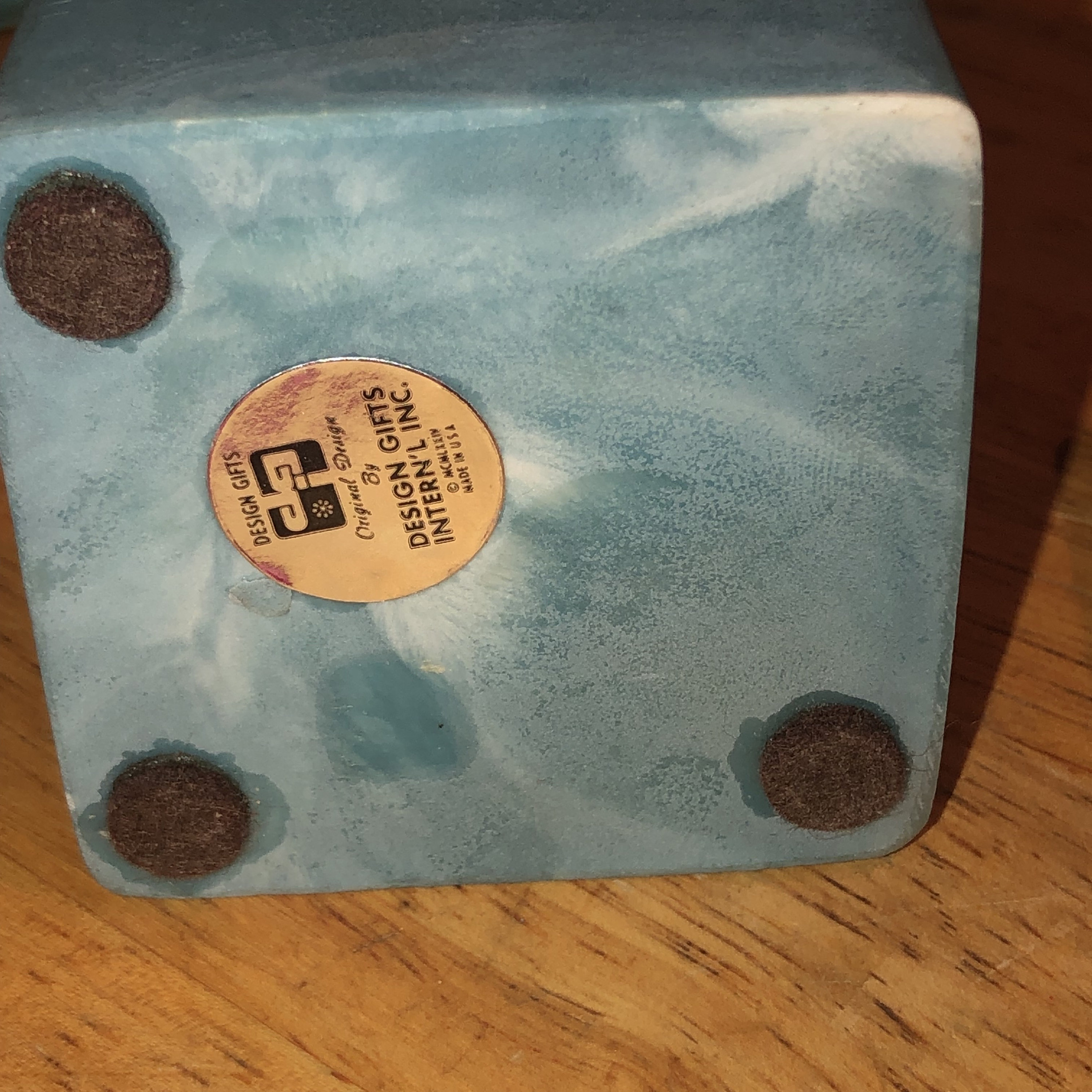 VTG Teddy Bear Blue Incolay Stone Soapstone Jewelry Trinket Box Design ...