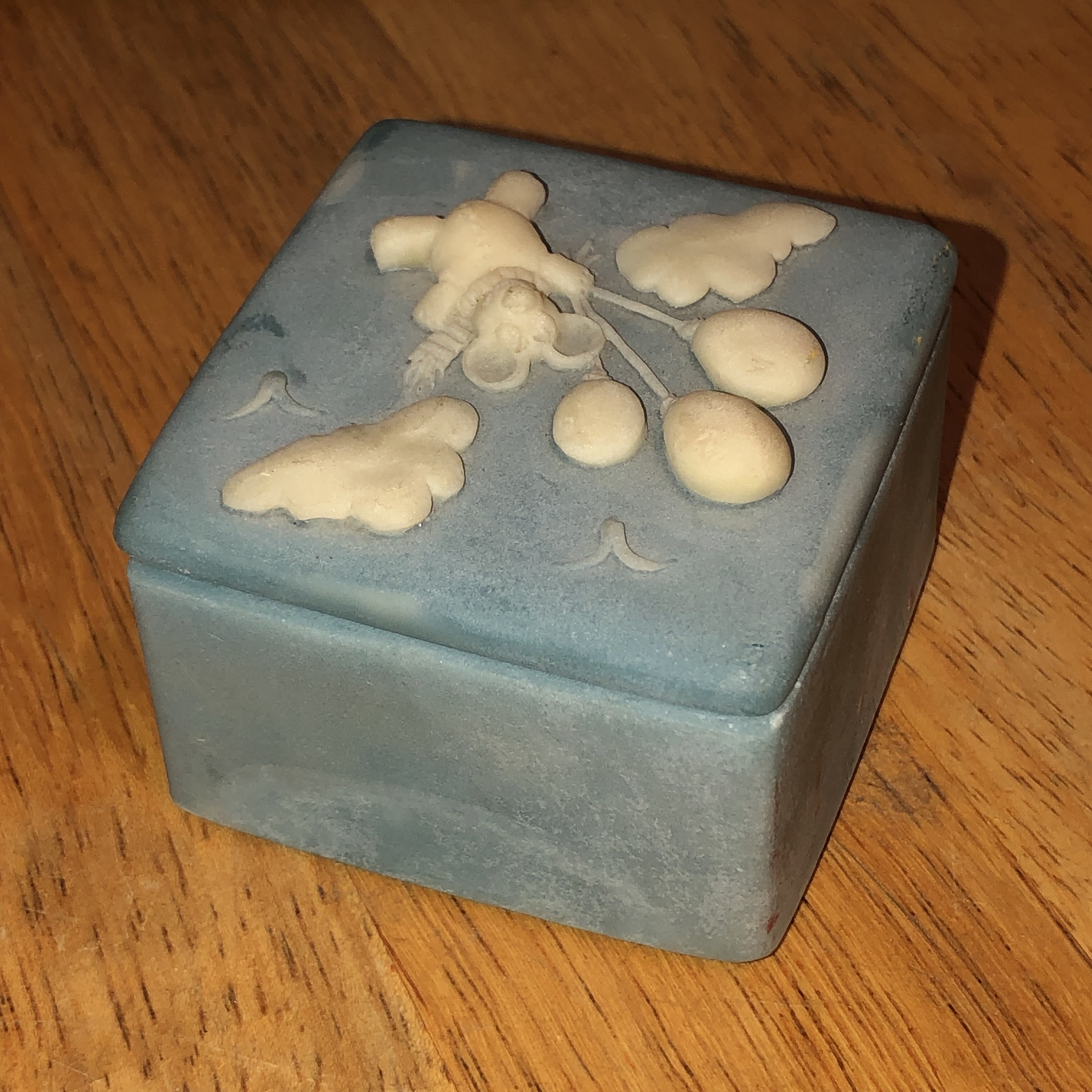 VTG Teddy Bear Blue Incolay Stone Soapstone Jewelry Trinket Box Design ...