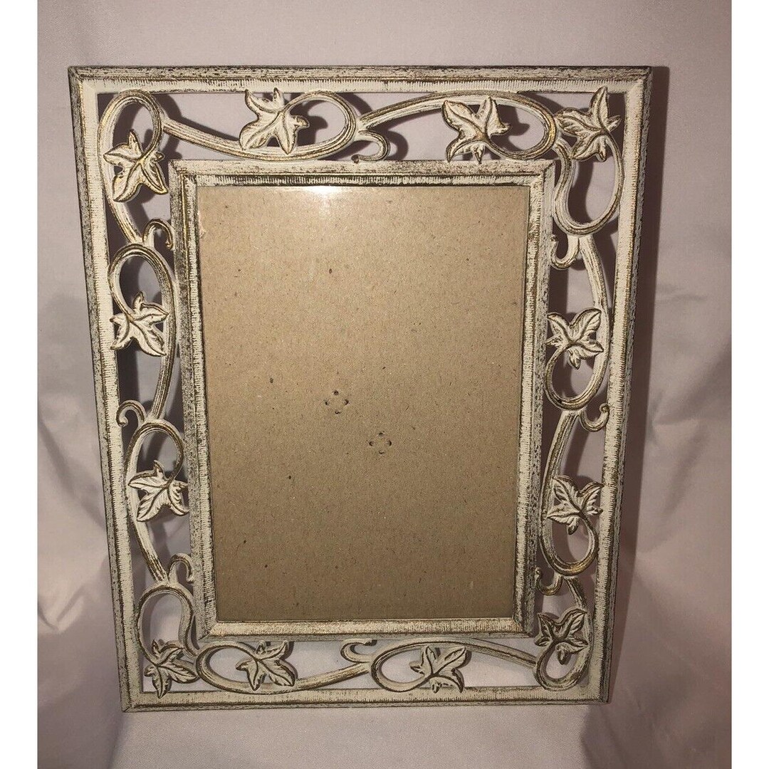 White Distressed Cast-iron Picture Frame 10 X 8 Ivy Motif - Etsy