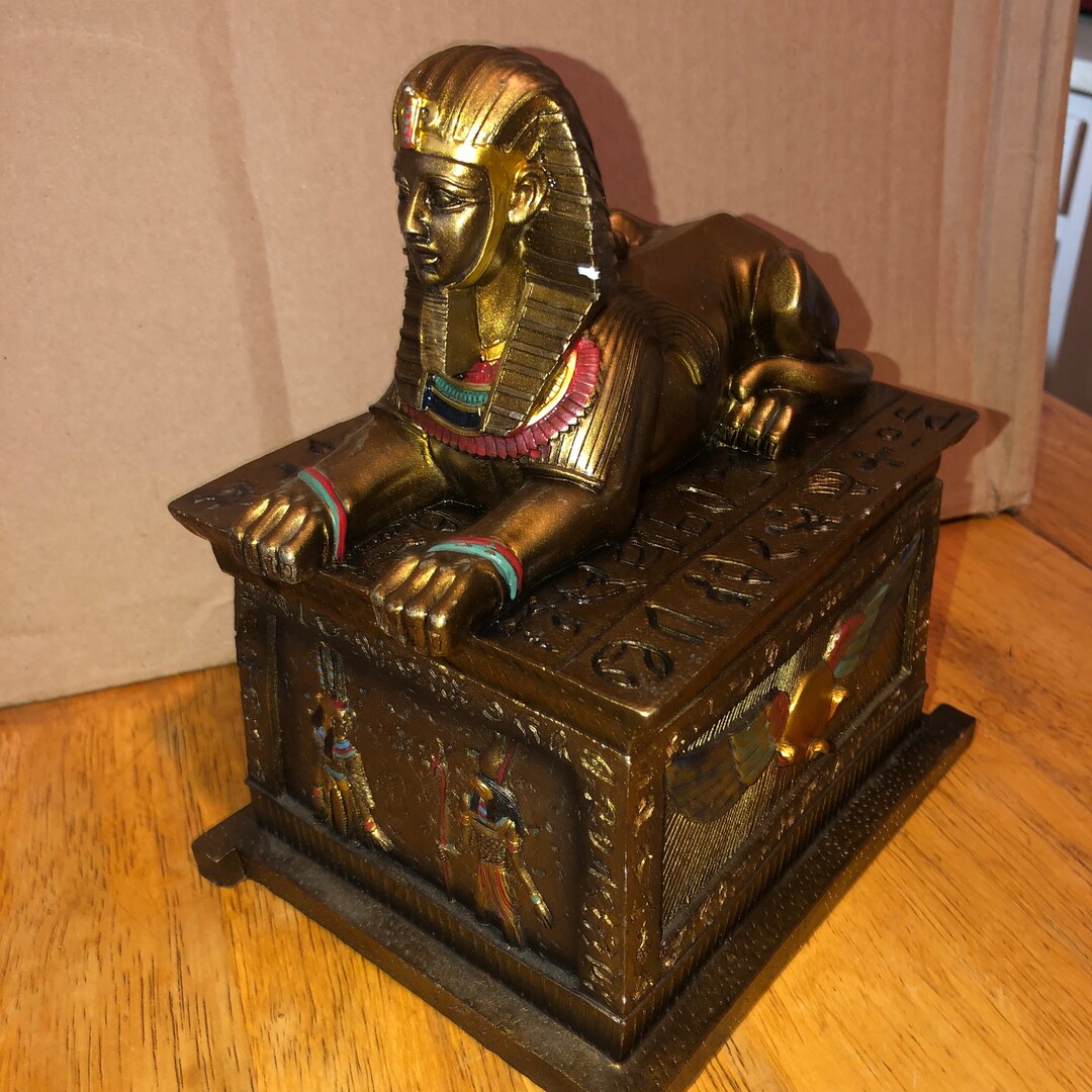 Vintage Ancient Egyptian Sphinx Sarcophagus Gold 9 Box / Figurine - Etsy
